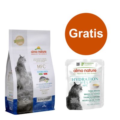 Almo Nature HFC: 1,2 kg karma sucha + Hydration Help, 6 x 50 g gratis ...